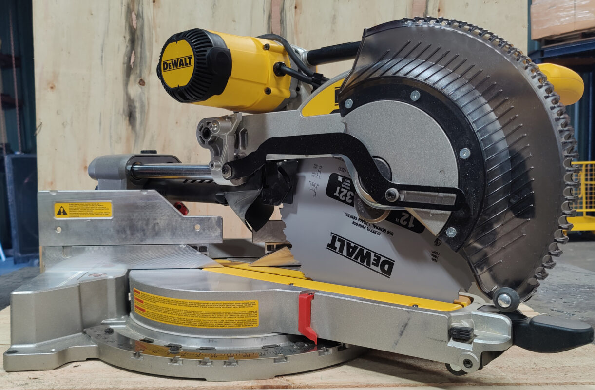 DEWALT 15 Amp Corded 12 in. Double Bevel Sliding Compound Miter Saw, Blade Wrench and Material ...
